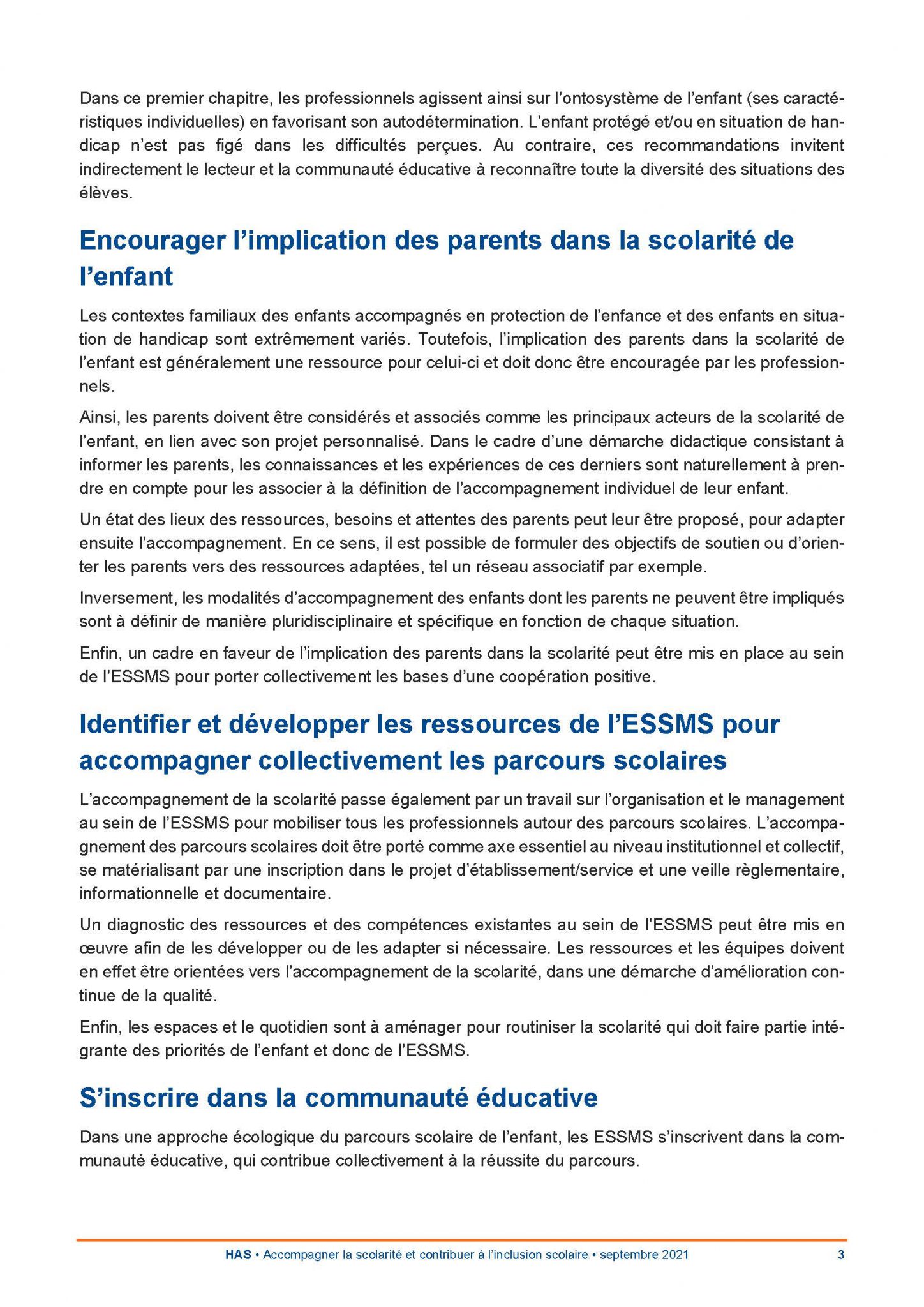 Recommandations de bonnes pratiques professionnelles (HAS) - INJS