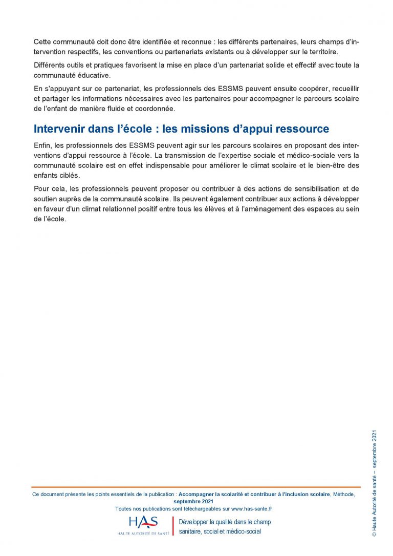 Recommandations de bonnes pratiques professionnelles (HAS) - INJS